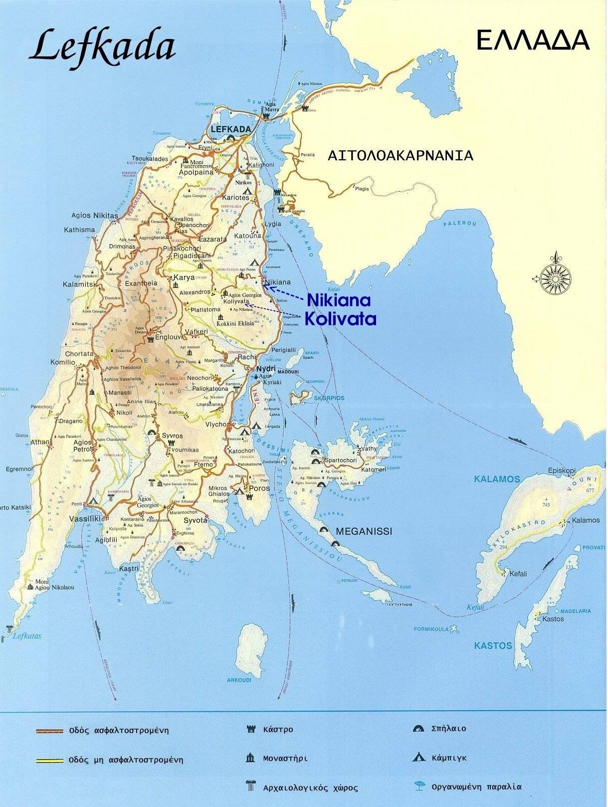 MAP OF LEFKADA MAP OF LEFKADA